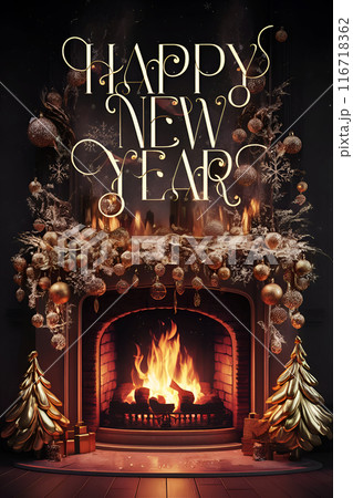 stunning stylish "Happy New year" scene with...のイラスト素材 [116718362] - PIXTA