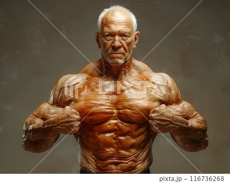 Powerful Senior Bodybuilder Showcasing...のイラスト素材 [116736268] - PIXTA