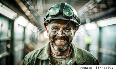 A smiling working man, minerのイラスト素材 [116743193] - PIXTA