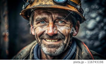 A smiling working man, minerのイラスト素材 [116743198] - PIXTA