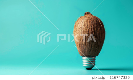 Coconut light bulb on turquoise background,...のイラスト素材 [116747329] - PIXTA