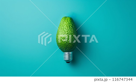 Avocado light bulb on blue background,...のイラスト素材 [116747344] - PIXTA
