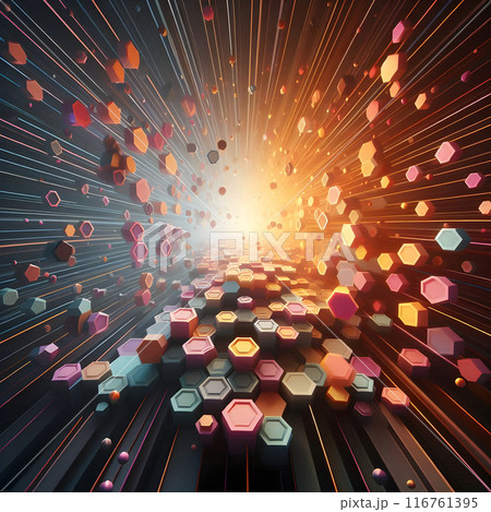Illustration of a colorful hexagon path in 3d...のイラスト素材 [116761395] - PIXTA
