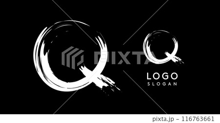 Brushstroke handdrawn letter Q. Creative modern...のイラスト素材 [116763661 ...