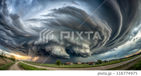 tornado over dark gray skyのイラスト素材 [116774975] - PIXTA