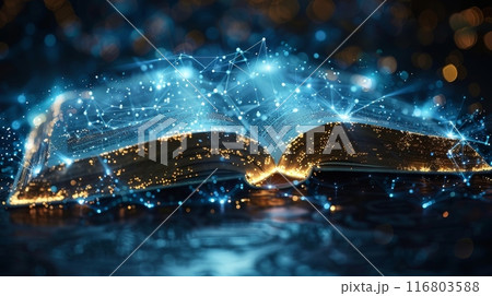 Open book glowing and emitting light with...のイラスト素材 [116803588] - PIXTA