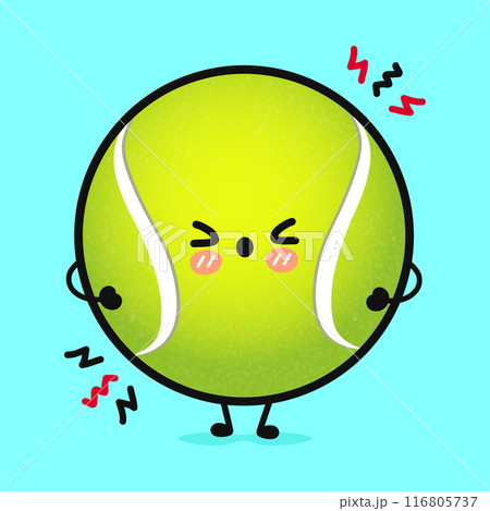 Angry Tennis ball character. Vector hand drawn...のイラスト素材 [116805737 ...