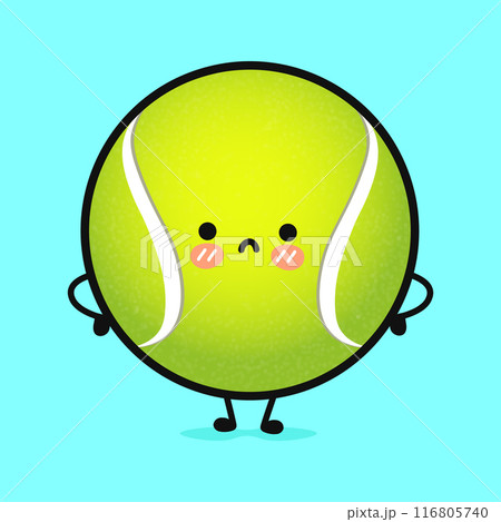 Angry Tennis ball character. Vector hand drawn...のイラスト素材 [116805740 ...