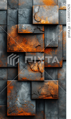 Rusted Metal Tiles Wall. Generative AIのイラスト素材 [116805926] - PIXTA