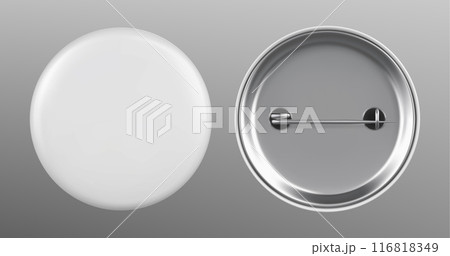 White round pin button vector mockup template.のイラスト素材 [116818349] - PIXTA