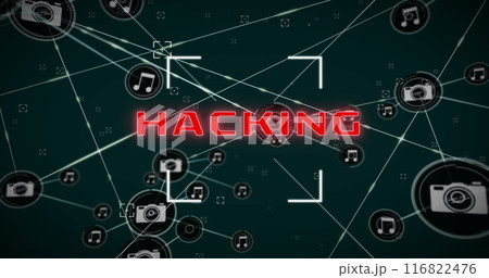 Image of hacking text, network of connections...のイラスト素材 [116822476] - PIXTA