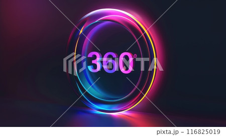 360 degrees digital glowing circle illustrationのイラスト素材 [116825019] - PIXTA