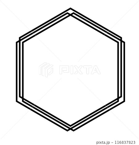 Black Hexagon Frame. Hexagonal Border Overlay....のイラスト素材 [116837823 ...