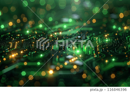 Green yellow microchip close-upのイラスト素材 [116846396] - PIXTA