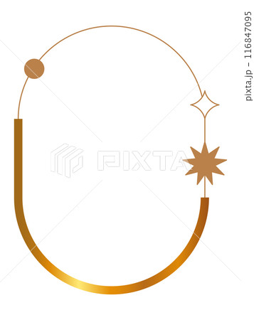 Oval rounded frame gold monoline aesthetic...のイラスト素材 [116847095] - PIXTA