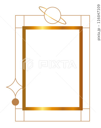 Gold monoline aesthetic square frame Y2K style...のイラスト素材 [116847109 ...