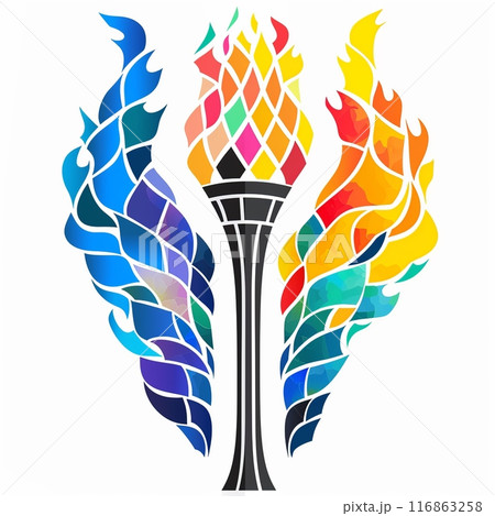 Unusual mosaic Olympic torch - Abstract logoのイラスト素材 [116863258] - PIXTA