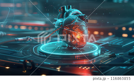 high tech artificial heart connected to...のイラスト素材 [116863855] - PIXTA