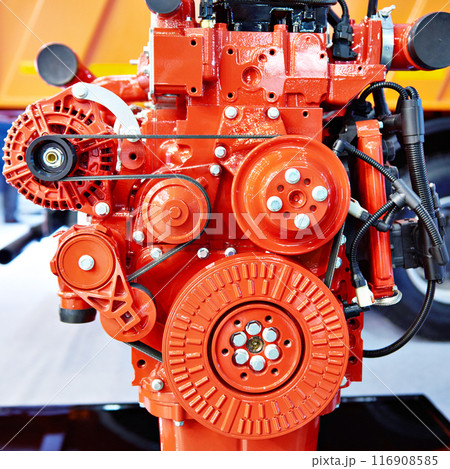 Red diesel engine for trucksの写真素材 [116908585] - PIXTA