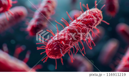 Typhus bacteria under a microscope.のイラスト素材 [116911219] - PIXTA