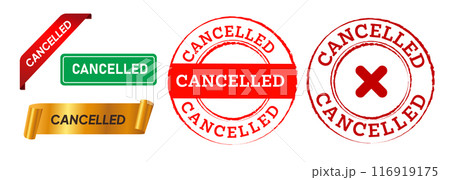 Cancelled cancel stamp red color collection tag...のイラスト素材 [116919175 ...