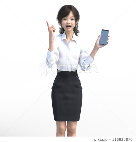 3DCG スマートフォンを使う女性 のイラスト素材 [116923876] - PIXTA