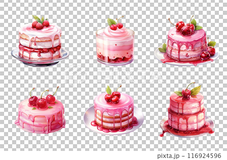 Pink Pudding Collection Bundle Set Isolated on...のイラスト素材 [116924596 ...