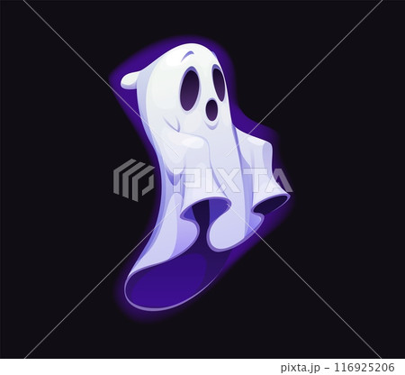 Cartoon Halloween ghost character, scary spooky...のイラスト素材 [116925206 ...