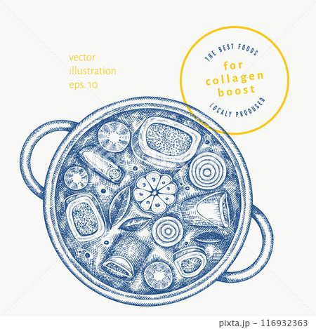 Vector Hand Drawn Marrow Bone Broth...のイラスト素材 [116932363] - PIXTA