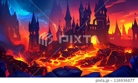 Count Dracula s Castle Against Backdrop of...のイラスト素材 [116936877] - PIXTA