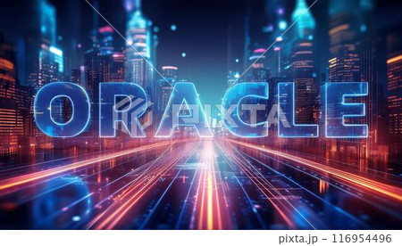 Text "Oracle" with neon background.のイラスト素材 [116954496] - PIXTA