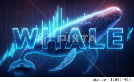 Text "Whale" with neon background.のイラスト素材 [116954499] - PIXTA