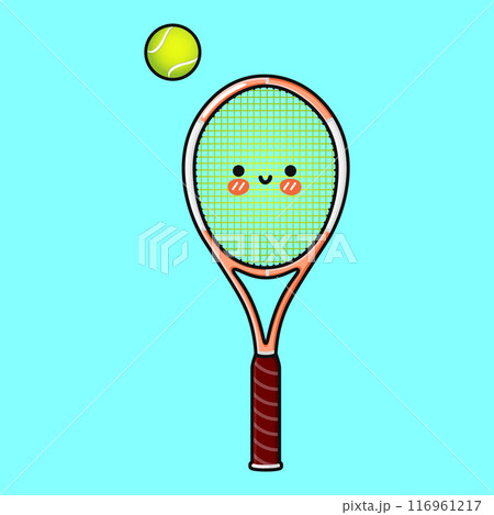 Cute funny Tennis racquet character. Vector...のイラスト素材 [116961217] - PIXTA