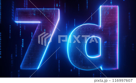 Text "7d" with neon background.のイラスト素材 [116997607] - PIXTA