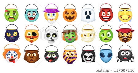Halloween candy buckets, bags and baskets...のイラスト素材 [117007110] - PIXTA