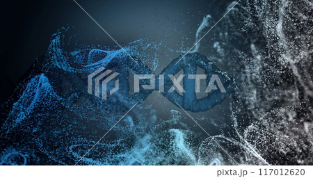 DNA strand and particles image over dark blue...のイラスト素材 [117012620] - PIXTA