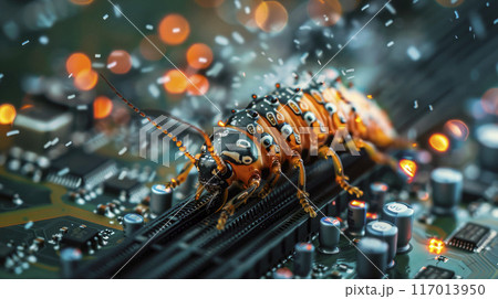 Close up of a caterpillar crawl on a computer...のイラスト素材 [117013950] - PIXTA