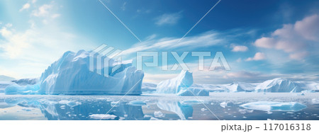 Arctic or Antarctic with bright blue ice...のイラスト素材 [117016318] - PIXTA