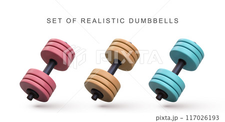 3d realistic colorful set dumbbells. Vector...のイラスト素材 [117026193] - PIXTA
