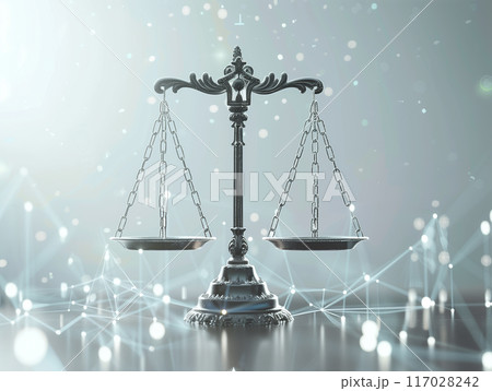 Elegant scales of justice on a reflective...のイラスト素材 [117028242] - PIXTA