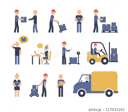 Vector cargo shipping characters concept....のイラスト素材 [117032201] - PIXTA