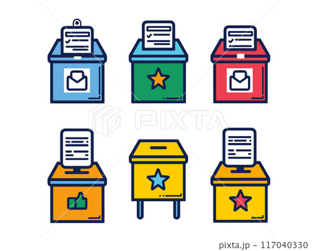 Six colorful ballot boxes different symbols...のイラスト素材 [117040330] - PIXTA