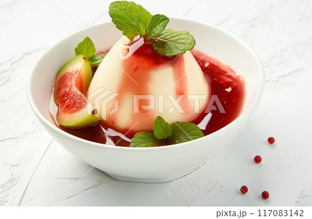 Guava panna cotta with mintのイラスト素材 [117083142] - PIXTA