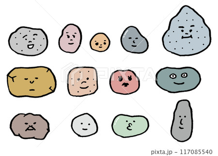 固いのに柔らかそうなかわいい石のキャラ素材のイラスト素材 [117085540] - PIXTA