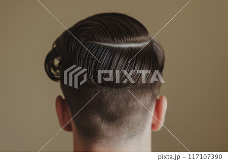 Contemporary men's stylish comb-over hairstyle...のイラスト素材 [117107390 ...