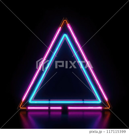 Neon triangle lights in pink and blue on a dark...のイラスト素材 [117115399 ...