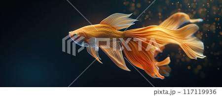 Magic Golden Fish Underwater on Blue Backgroundのイラスト素材 [117119936] - PIXTA