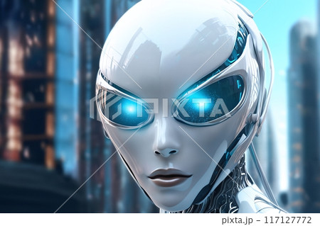 gynoid, a humanoid female android hybrid robot...のイラスト素材 [117127772 ...