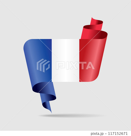 French flag wavy ribbon background. Vector...のイラスト素材 [117152671] - PIXTA