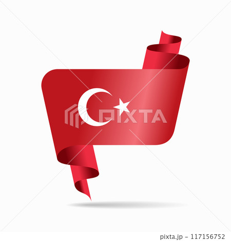 Turkish flag wavy ribbon background. Vector...のイラスト素材 [117156752] - PIXTA